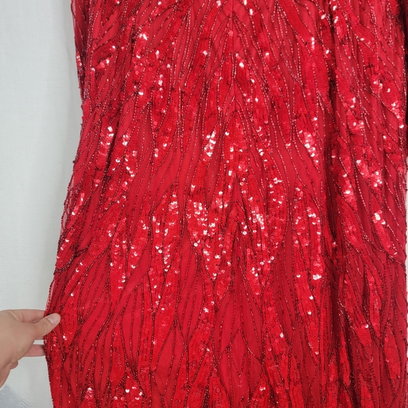 Mac Duggal | Dresses | Mac Duggal Size 6 Open Back Blood Red Beaded ...